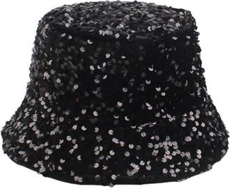 Generic Chapeau cloche à paillettes pour femme - Chapeau de soleil pour fête, fille, adolescente, voyage, Noir, Taille unique