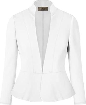 HyBrid & Company Blazer décontracté en nylon de qualité supérieure ouvert sur le devant pour femme, JK1135-blanc, Small