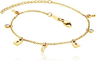 Julie Julsen JJAC29212G Damen Fußkettchen Schlüssel & Symbole Gold 26 cm