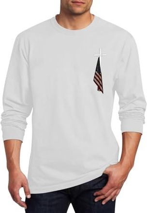Generic Chemise d&eacute;contract&eacute;e &agrave; manches longues et col rond pour homme, t-shirt graphique l&eacute;ger et respirant, haut confortable pour le printemps et lautomne 20