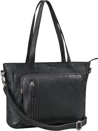 STILORD Doro 3-en-1 Vintage Sac a Main Femme Cuir Sac Bandoulière Grand Tote Bag Sac Cabas Shopper Cuir Véritable Sacoche Femme sac ordi portable, Couleur:noi