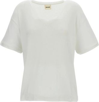 Khaite Femme, Tops, Blanc, Taille: 38 FR T-shirt &agrave; col en V &agrave; manches courtes