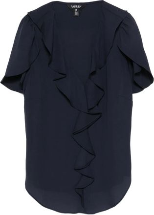 Lauren Ralph Lauren Kurzärmelige Bluse mit Rüschen - Blau