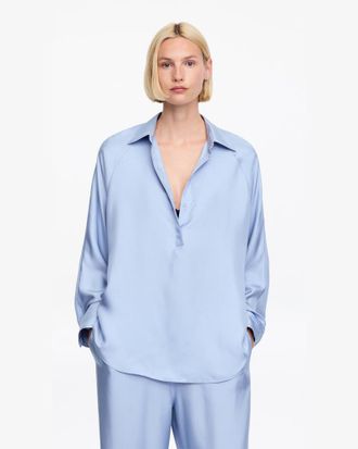 Arket Hemd Aus Seidentwill -Blau