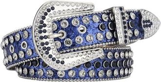 Generic Ceinture en cuir synthétique avec strass pour femme, style cowboy occidental, accessoire de robe jeans, 10, 115 cm