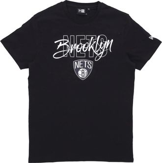 New Era Brooklyn Nets Script Tee Schwarz/Wei&szlig; - - Tops - Herren - Schwarzk - XL