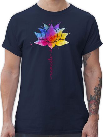 Shirtracer T-Shirt Herren - Namaste Lotusbl&uuml;te I Meditation I Yoga I Mandala Spirit - XL - Navy Blau - Apparel Joga Lotus Shirt Geschenke Wellness Tshirt Fans lo