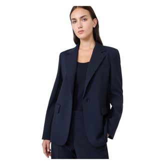 Max Mara Femme, Vestes, Bleu, Taille: 38 FR Lamine Blazer