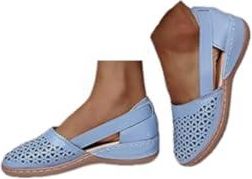 Generic Sandales &agrave; bout ferm&eacute; pour femme - Espadrilles en maille ajour&eacute;e et respirante - Sandales de marche compens&eacute;es &agrave; t&ecirc;te ronde - Coupe large - Sandales p