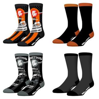Freegun Chaussette Homme Fast and Furious, Chaussettes Homme Fantaisie (Lot de 4), Orange Taille 43/46