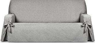 Eysa sofabezug mit Krawatten schmutzabweisender 2 sitzer hellgrau Design Genna