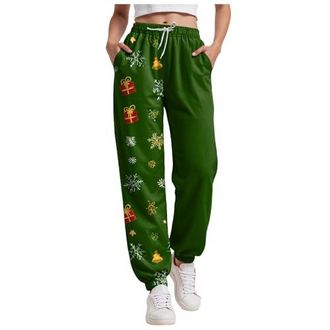 Generic Pantalon de jogging surdimensionné à jambe large pour femme, pantalon de survêtement taille haute sur le thème de Noël avec cordon de serrage et poche
