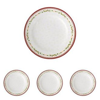 Villeroy & Boch Winter Bakery Delight Speiseteller Sternschnuppe, 27 cm, Premium Porzellan, Wei&szlig;/Rot/Beige (Packung mit 4)
