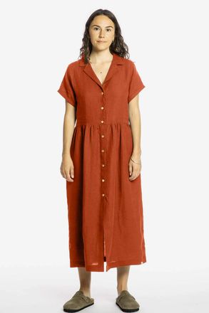 Matona Damen vegan Kleid Collared Rooibos