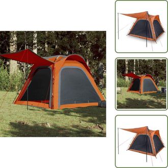 vidaXL Campingzelt 4 Personen Grau und Orange Quick Release Wasserfest - Campingzelt - Zelte - Wohnwagen - Caravan - Urlaubsreise - The Living Store