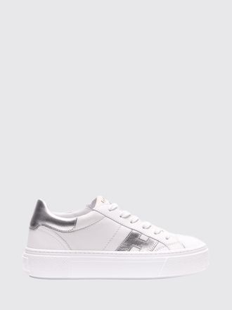 Hogan Baskets Crosswind &agrave; plateforme en cuir de veau lisse et lamin&eacute;
