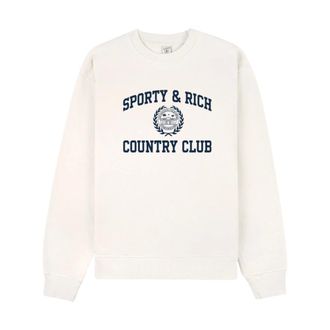 Sporty & Rich Femme, Sweatshirts et sweats &agrave; capuche, Beige, Taille: 38 FR Varsity Crest Crewneck
