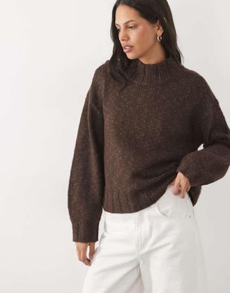 Abercrombie & Fitch pull oversize &agrave; col montant marron
