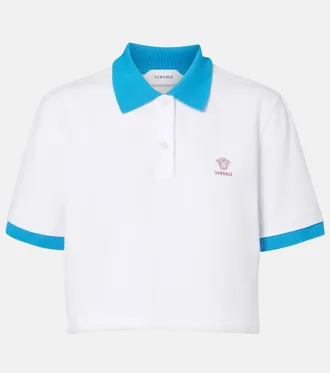 Versace Polo court en coton &agrave; logo