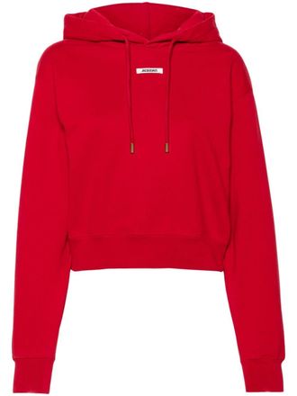Jacquemus hoodie &agrave; patch logo - Rouge
