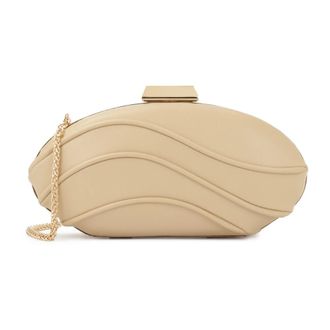Kazar Avantgarde Clutch-Handtasche mit graviertem Logo - - Bags - Damen - Beige - ONE SIZE