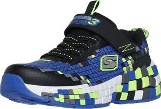 Skechers Mega-Craft 3.0 Sneaker, Black Synthetic/Blue Textile/Lime Trim, 27 EU