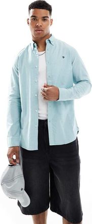 Superdry Chemise Oxford classique &agrave; manches longues en chambray - Menthe poivr&eacute;e-Vert