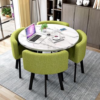 Generic Essgruppe in Tresenh&ouml;he, K&uuml;chen-Esstisch- und Stuhlset, 5-teilige Fr&uuml;hst&uuml;cksbar-M&ouml;bel mit 1 Tisch und 4 St&uuml;hlen