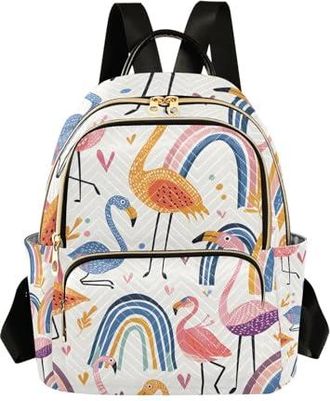 Mnsruu Mini sac à dos pour femme, motif flamant rose arc-en-ciel, petit sac à dos tendance pour femme, sac à dos décontracté, Multi279, M
