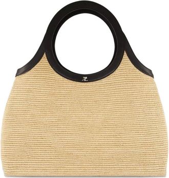 Courr&egrave;ges Femme, Sacs, Beige, Taille: ONE Size Raphia Tote