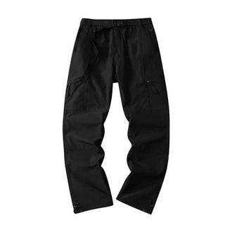 Generic Salopette d&eacute;contract&eacute;e et imperm&eacute;able pour homme - Respirant - L&eacute;ger - S&eacute;chage rapide - Pantalon de travail pour homme, Noir, S