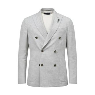 Lardini Blazer Doppiopetto in Misto Lana e Lino - - Jackets - Herren - Grau - M