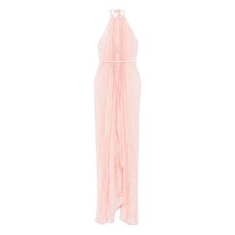 L’Idée Lidée, Femme, Robes, Rose, Taille: 34 FR Robe Rose Plissée à Col Halter