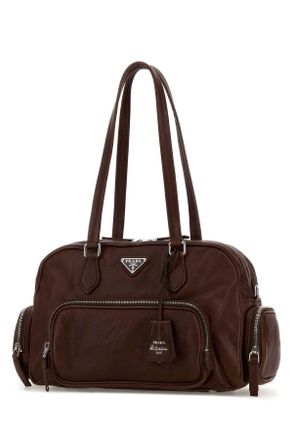 Prada Womens Chocolate Leather Shoulder Bag Cacao Borse A Mano
