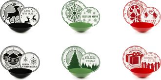 Excelsa Christmas Stamp Tellerservice, 18-teilig, Porzellan und Steinzeug, für 6 Personen