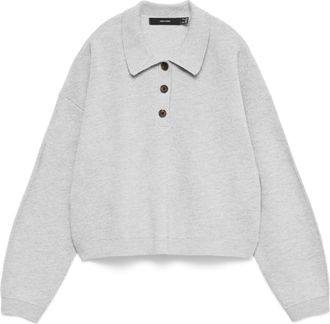 Vero Moda Damen Vmexciting Ls Polo Neck Pullover Boo, Light Grey Melange, L