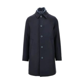Herno Blauer Mantel mit abnehmbarem Latz - - Coats - Herren - Blau - 3XL