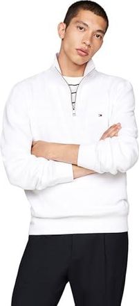 Tommy Hilfiger Sweat avec Fermeture Éclair Homme Essential Fleece 1/4 Zip Col Entonnoir, Blanc (White), 3XL
