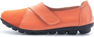 Generic Mocassins Plats en Cuir suédé pour Femmes, Chaussures de Conduite Souples à Enfiler, Chaussures de Travail, de Bureau, dinfirmière,Orange,36 EU