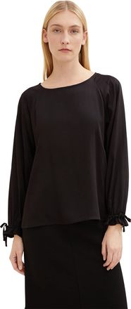 Tom Tailor Damen 1034031 Bluse mit Schleife am Ärmel, 14482 - Deep Black, 32