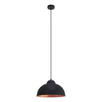 Eglo Pendellampe Truro, Vintage Pendelleuchte im Industrial Design, Retro Hängelampe aus Stahl, schwarz, Kupfer, E27 Fassung, Ø 37 cm