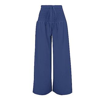 Generic Pantalon noir pour femme - Grandes tailles - Pantalon d&eacute;contract&eacute; en soie glac&eacute;e douce - Pantalon daffaires, bleu, XXL