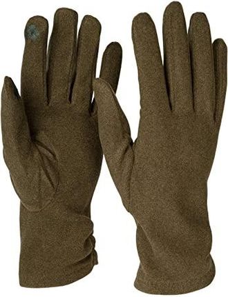 styleBREAKER Gants &agrave; &eacute;cran tactile pour femmes Unicolore, c&ocirc;t&eacute;s fronc&eacute;s, gants &agrave; doigts chauds, hiver 09010037, couleur:Olive