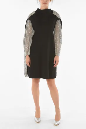 Maison Margiela Midi Dress with Sleeves and Back Embellished with Beads and Sequins Maison Margiela