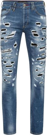 Philipp Plein Homme, Jeans, Bleu, Taille: W26 Denim Super Straight Cut Destroyed