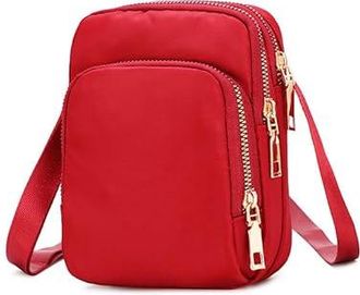 Generic Sac &agrave; bandouli&egrave;re pour t&eacute;l&eacute;phone portable, tissu Oxford imperm&eacute;able, mini sac &agrave; bandouli&egrave;re avec sangle r&eacute;glable, 17 x 11 x 5 cm, Rouge, 28 X 12 X 9 C