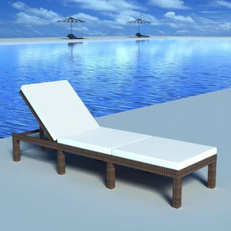 vidaXL Vidaxl - Chaise longue avec coussin R&eacute;sine tress&eacute;e Marron