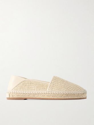 Manolo Blahnik Espadrilles Convertibles En Raphia À Finitions En Cuir Espadra - Blanc