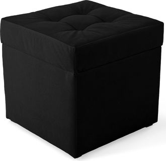 MG Design Polsterhocker 45 x 45 cm Schwarz mit Stauraum (ca. 50 L), bis 300 kg belastbar, ohne Montage & leicht zu reinigen, angenehm matt mit feiner Struktur -