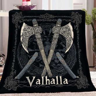 Generic Kuscheldecke 200 x 200 cm Flauschige Decke Geschenke für Jungs Wikinger Linienaxt Decke Wool Wohndecke Schwarz Sofadecke Couchdecke Sofaüberwurf Tages